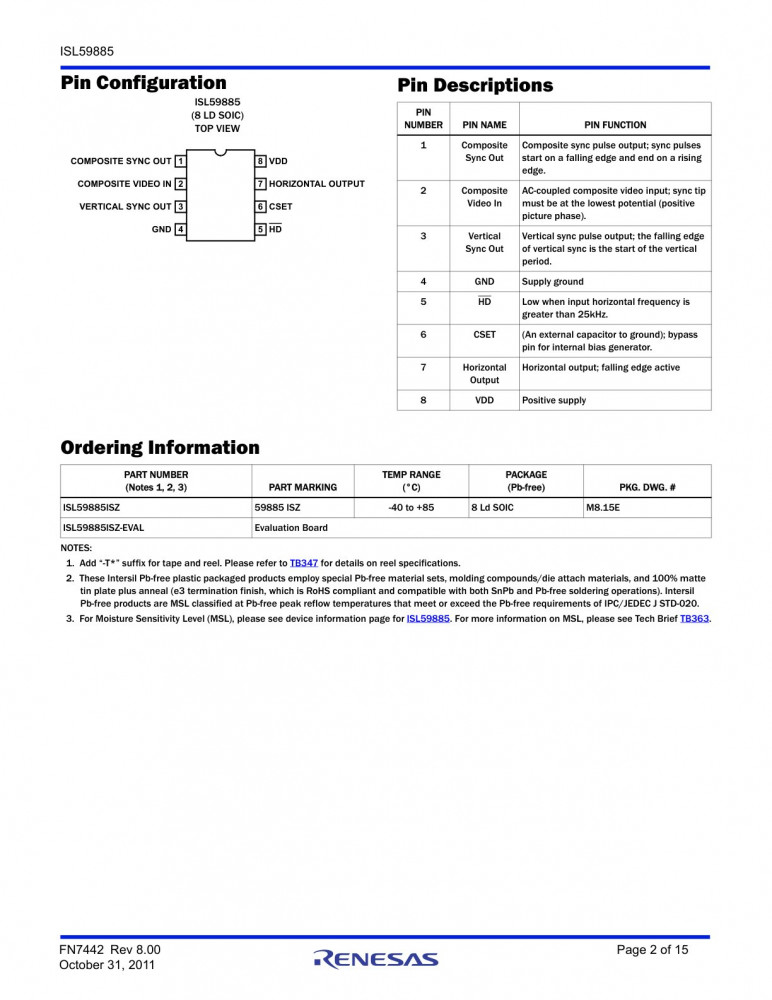 ISL59885 datasheet page 2