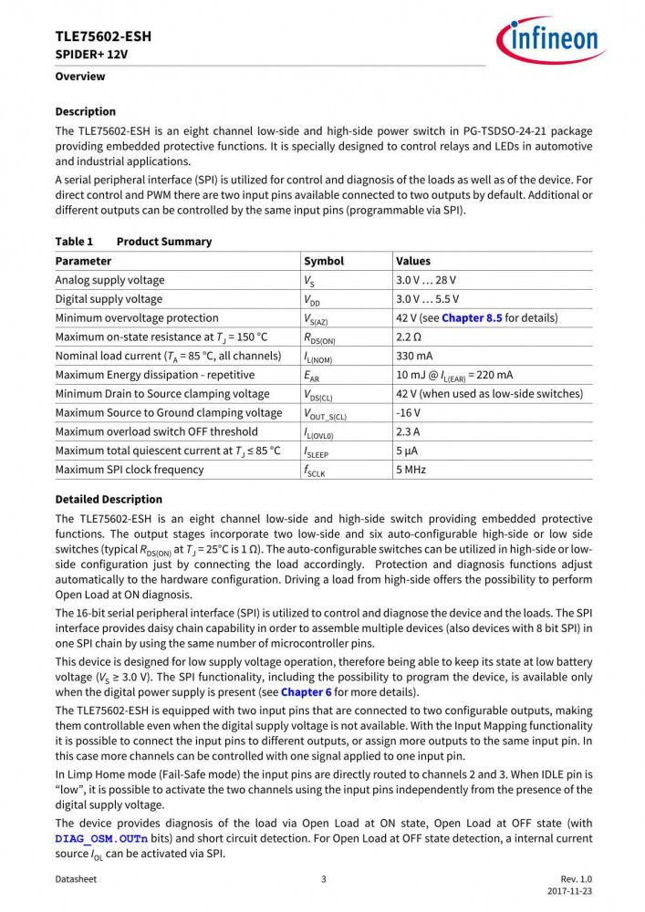 TLE75602-ESH technical document page 3