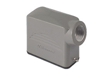 Heavy-Duty Harsh Environment (HE) Single Lever Bulkhead Mount Housing, Die-cast Aluminum, with 1 Lever, Top Entry, Size «32x13», Black