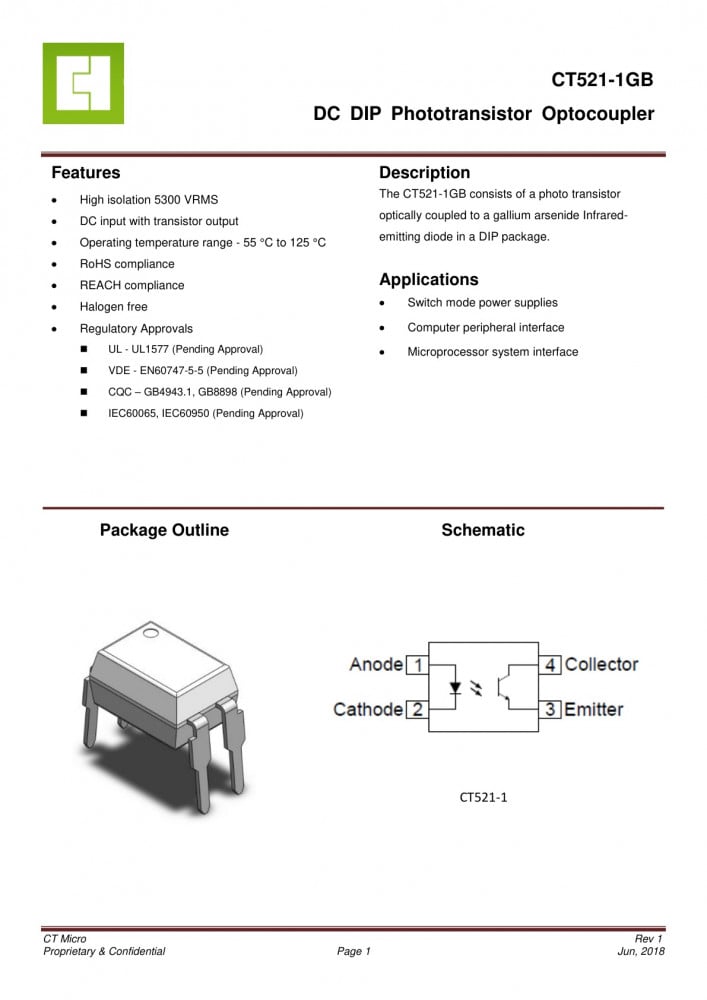 CT521-1 datasheet page 1