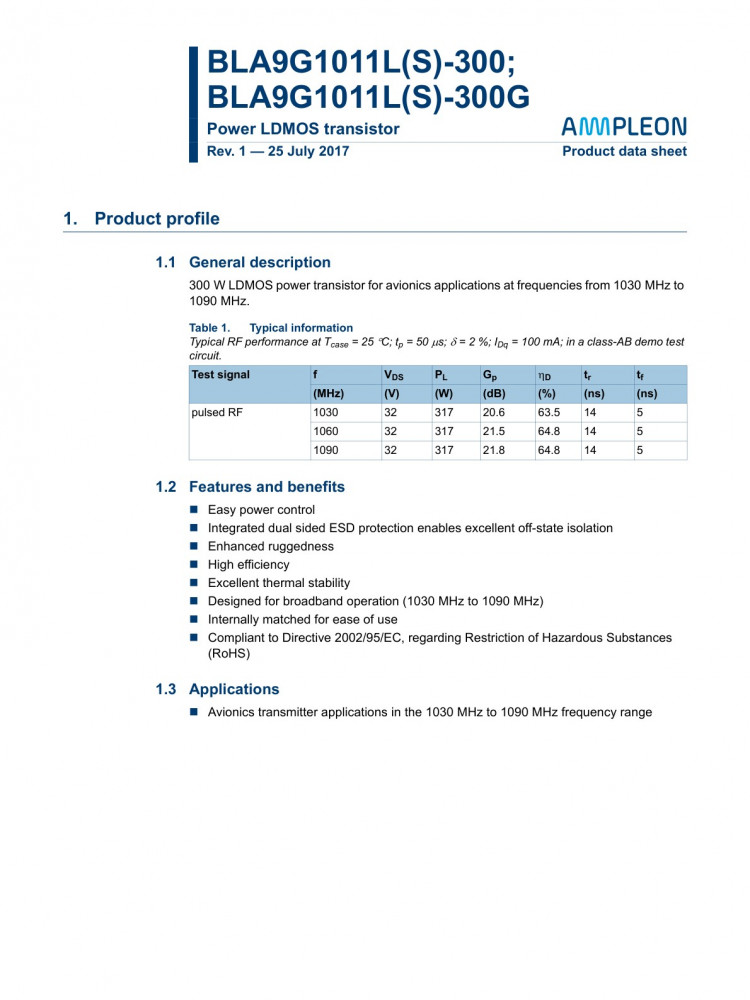 BLA9G1011L-300 datasheet page 1
