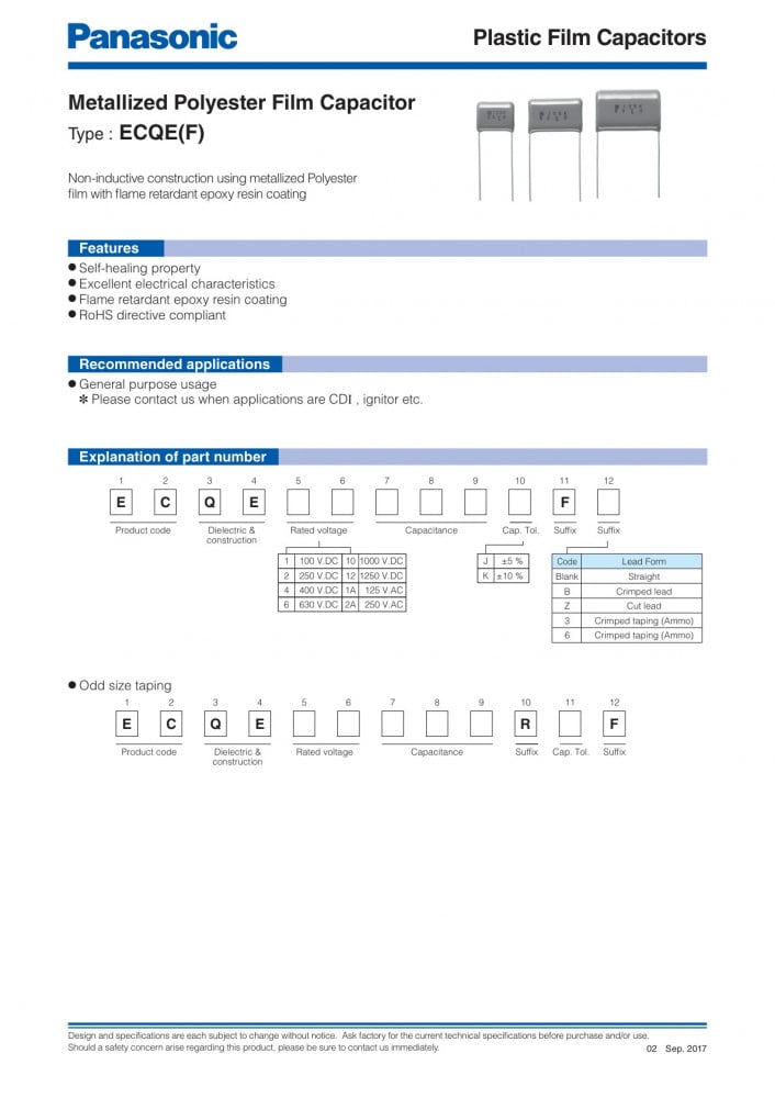 ECQE(F) datasheet page 1