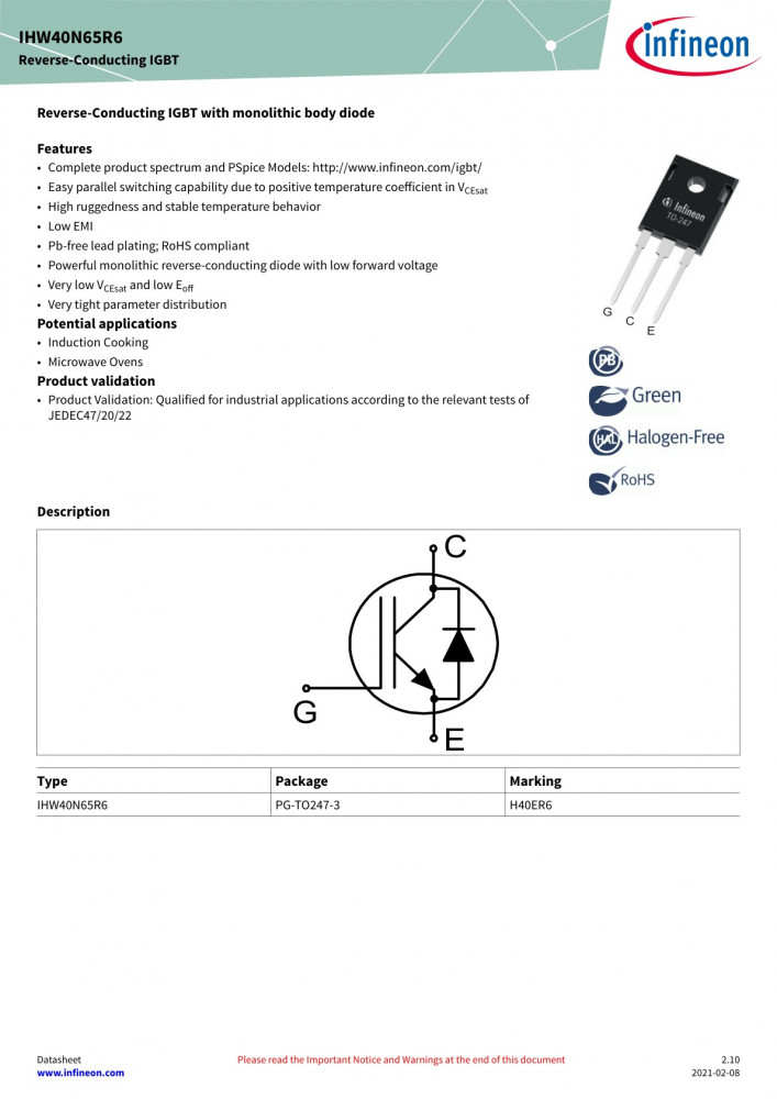 IHW40N65R6 datasheet page 1