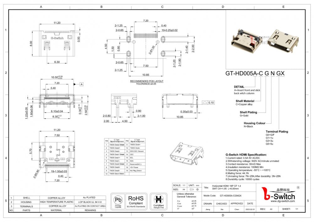 GT-HD005A-CGNG0 technical drawing
