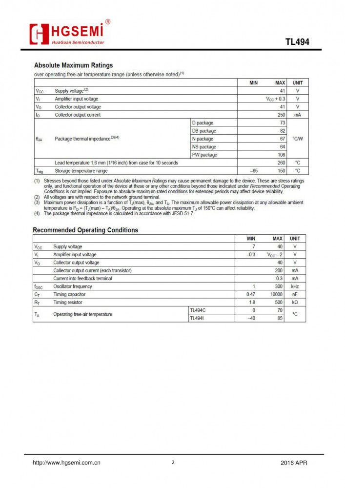 TL494N technical document page 2