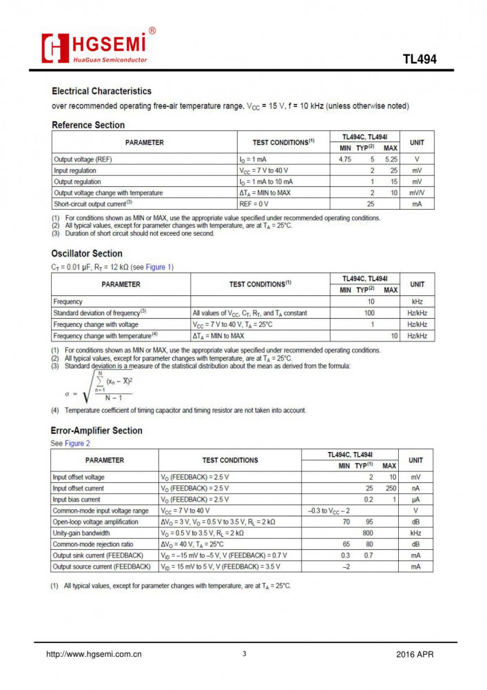 TL494N technical document page 3
