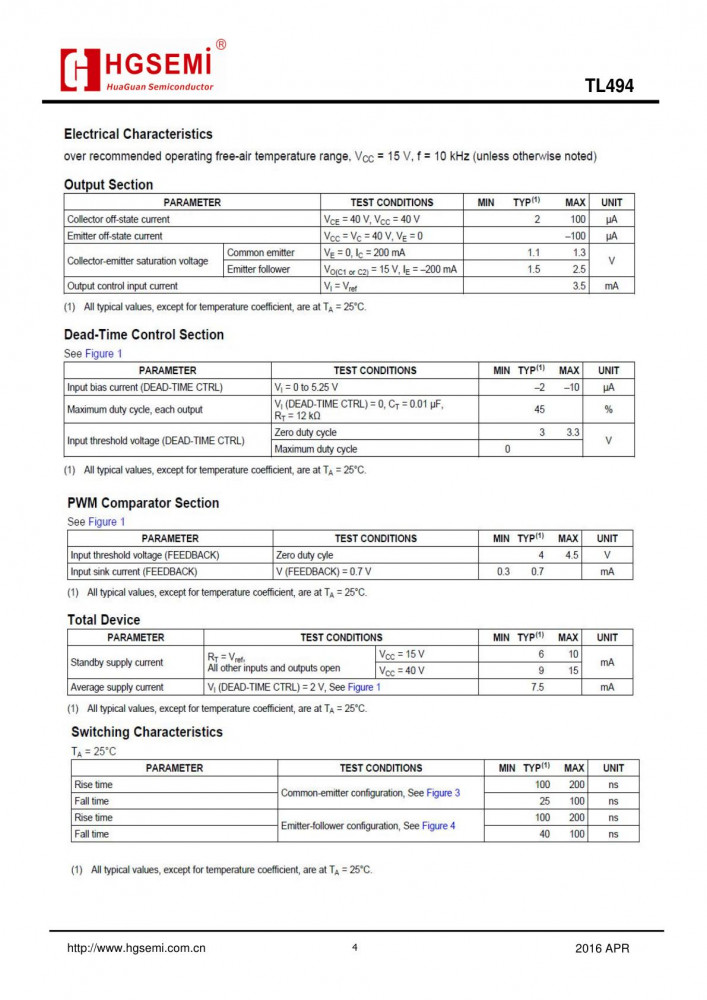 TL494N technical document page 4