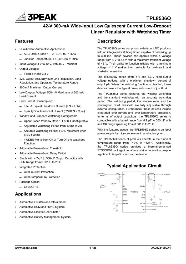 TPL853650Q-TSBR-S datasheet page 1