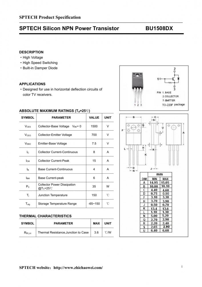 BU1508DX datasheet page 1