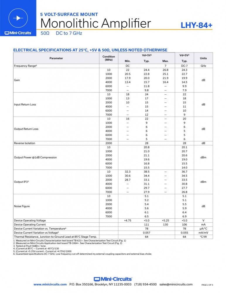 LHY-84+ datasheet page 2
