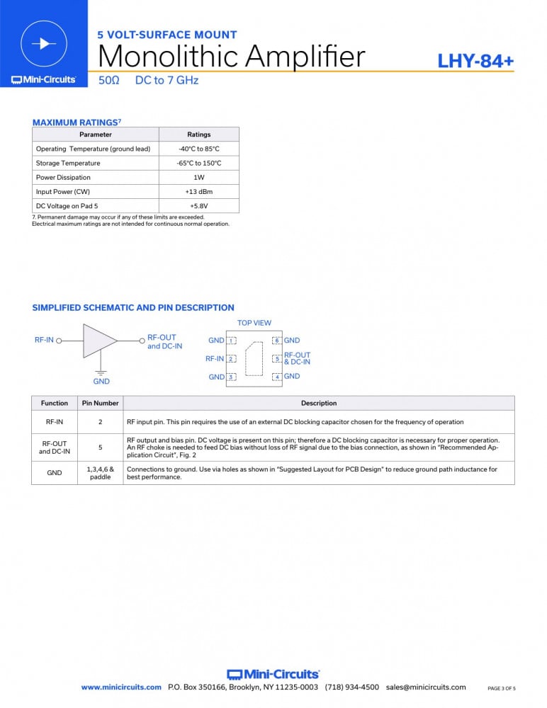 LHY-84+ datasheet page 3