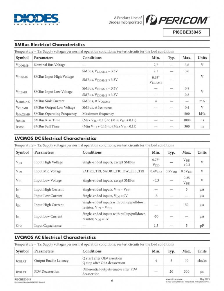 PI6CBE33045 datasheet page 6