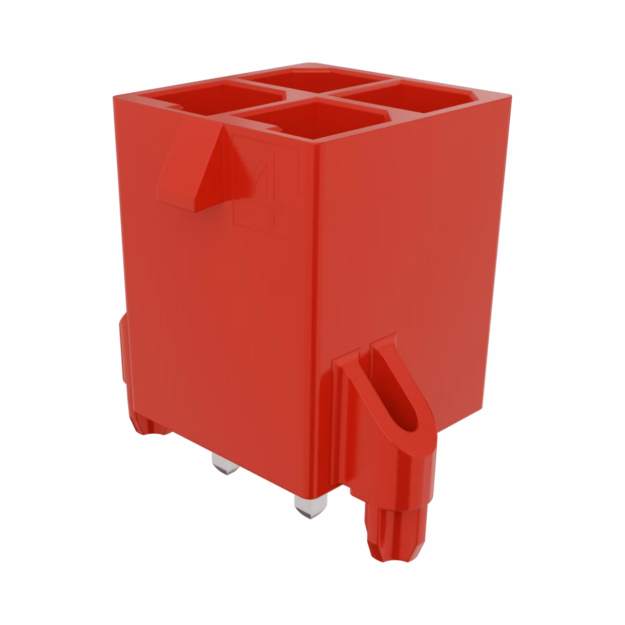Mega-Fit ColorLock Vertical Header with Crush Pegs, 5.70mm Pitch, Through Hole, Dual Row, 4 Circuits, Matte Tin (Sn) Plating, 3.73mm Tail Length, Glow-Wire Capable, Tray, Red for sale