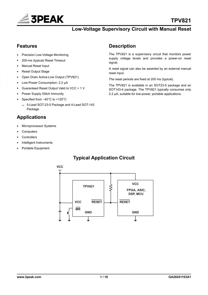 TPV821 datasheet page 1