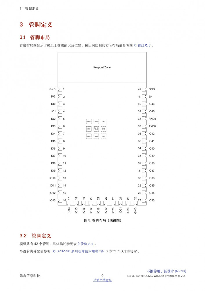 ESP32-S2-WROOM-I technical document page 9