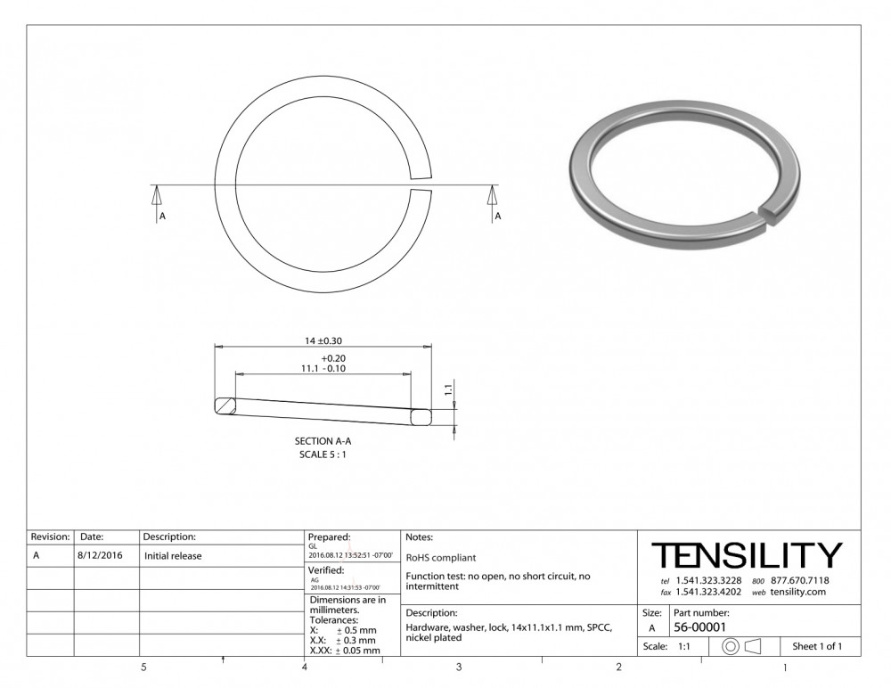 Tensility International 56-00001 lock washer product drawing