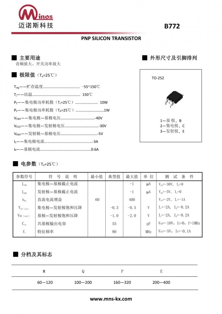 Minos B772 datasheet page 1