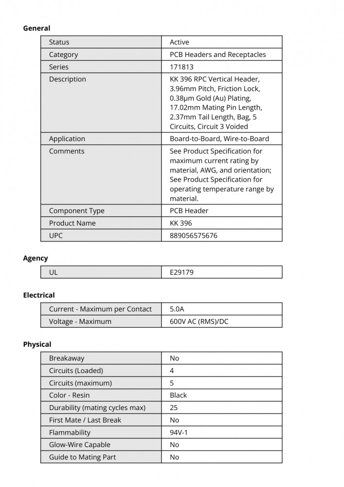 Product document page 2 for MOLEX 1718139995
