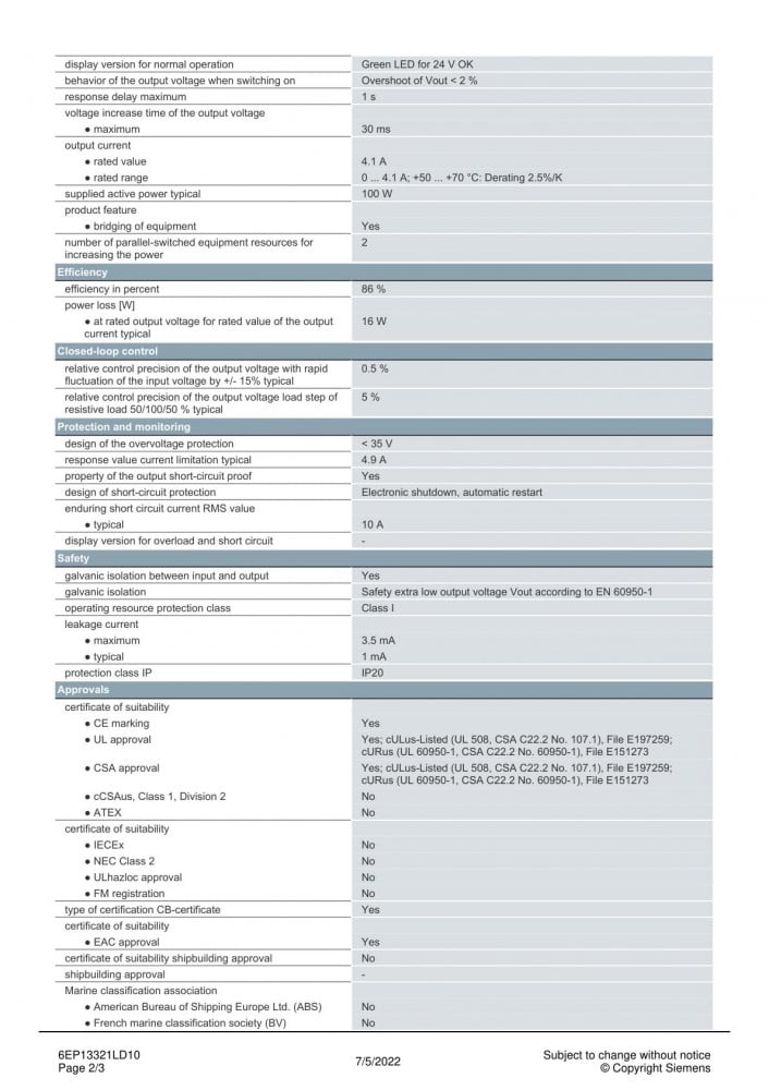 6EP13321LD10 datasheet page 2