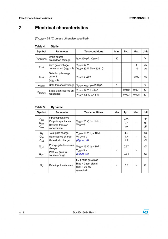 STS10DN3LH5 datasheet page 4
