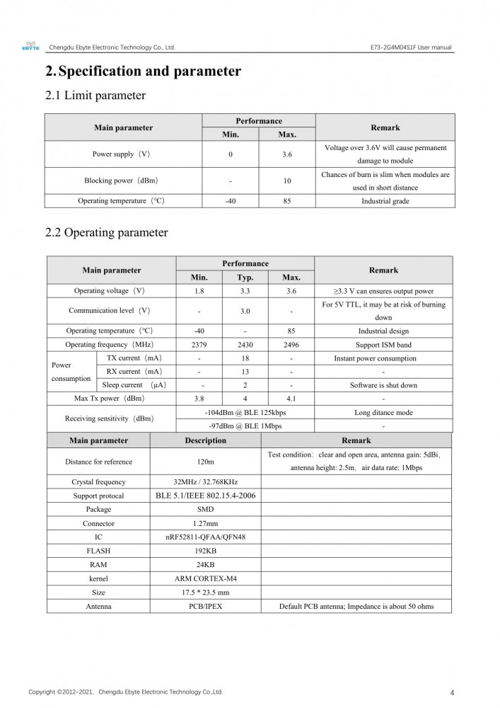 E73-2G4M04S1F manual page 5