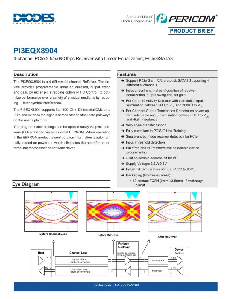 PI3EQX8904 technical document page