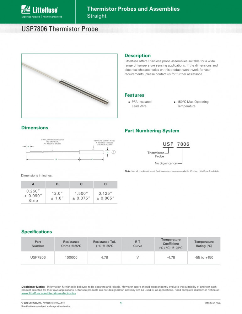 USP7806 Littelfuse technical document page