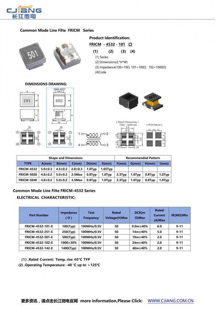 cjiang FRICM-5020 electrical characteristics