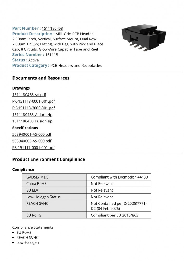MOLEX Milli-Grid specification page 1