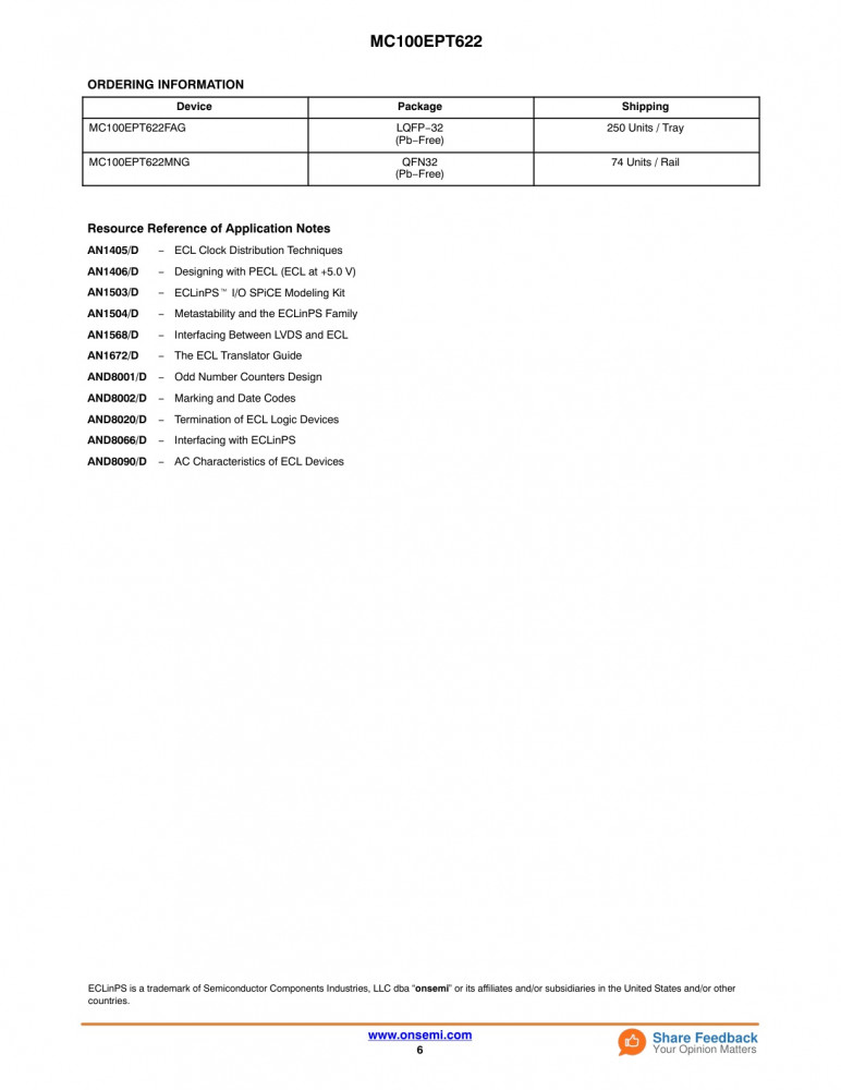 MC100EPT622 datasheet page 6