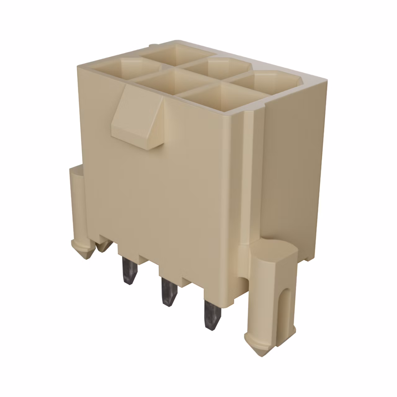 Mini-Fit HCS Header, 4.20mm Pitch, Dual Row, Vertical, with Snap-in Plastic Peg PCB Lock, 6 Circuits, Nylon 6/6 94V-0, Gold (Au) Plating, without Drain Holes for sale