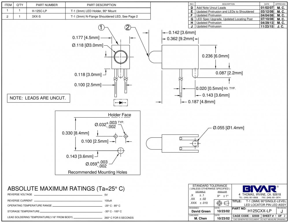 BIVAR H125CGD-LP datasheet page 1