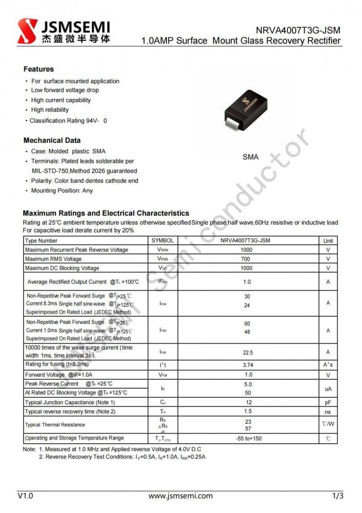 NRVA4007T3G-JSM datasheet page 1