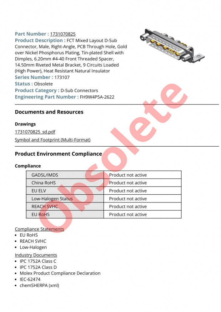 MOLEX 1731070825 technical drawing preview, page 1