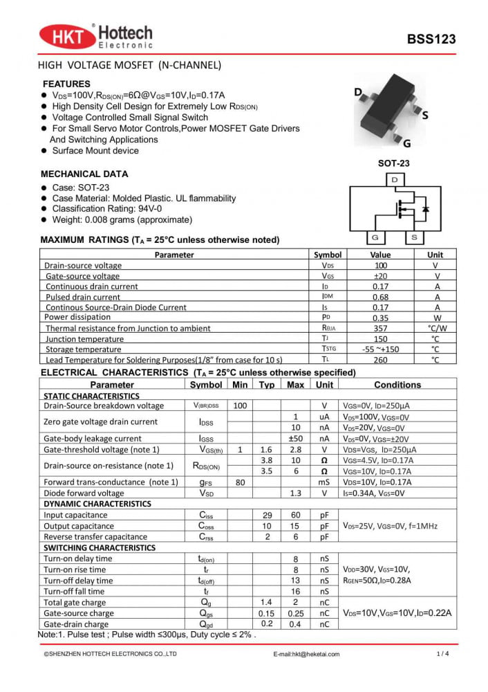 BSS123 datasheet page 1