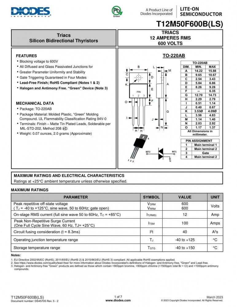 T12M50F600B datasheet page 1