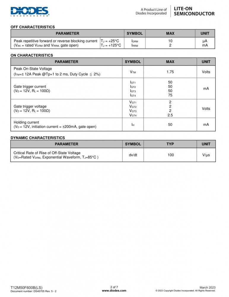 T12M50F600B datasheet page 2