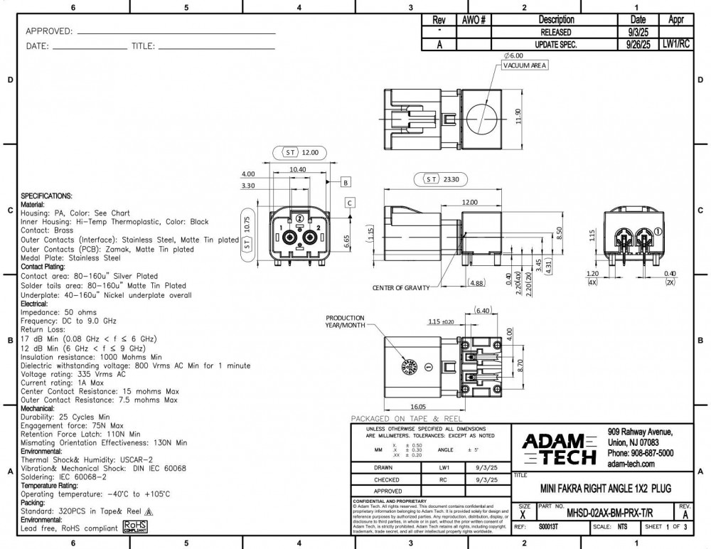 ADAM TECH MHSD-02AX-BM-PRX-T/R technical drawing page 1
