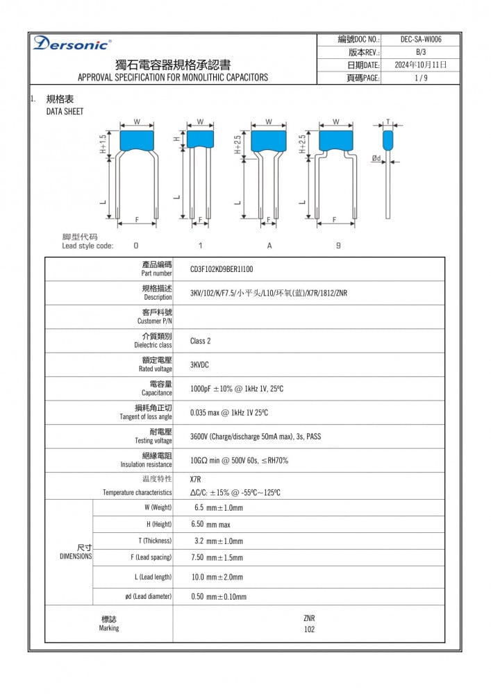 Dersonic approval specification page 2