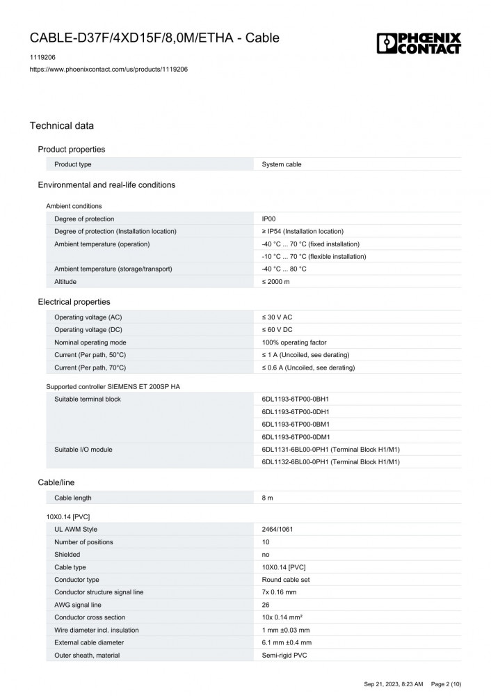 Phoenix Contact 1119206 technical document page 2