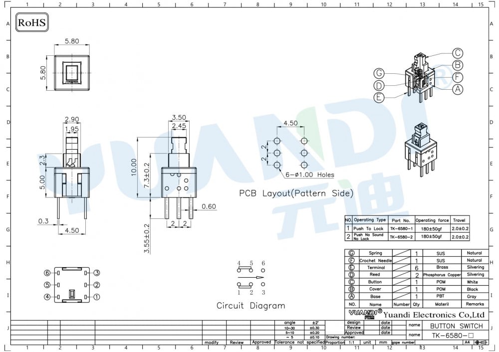 Yuandi TK-6580-2 technical drawing preview