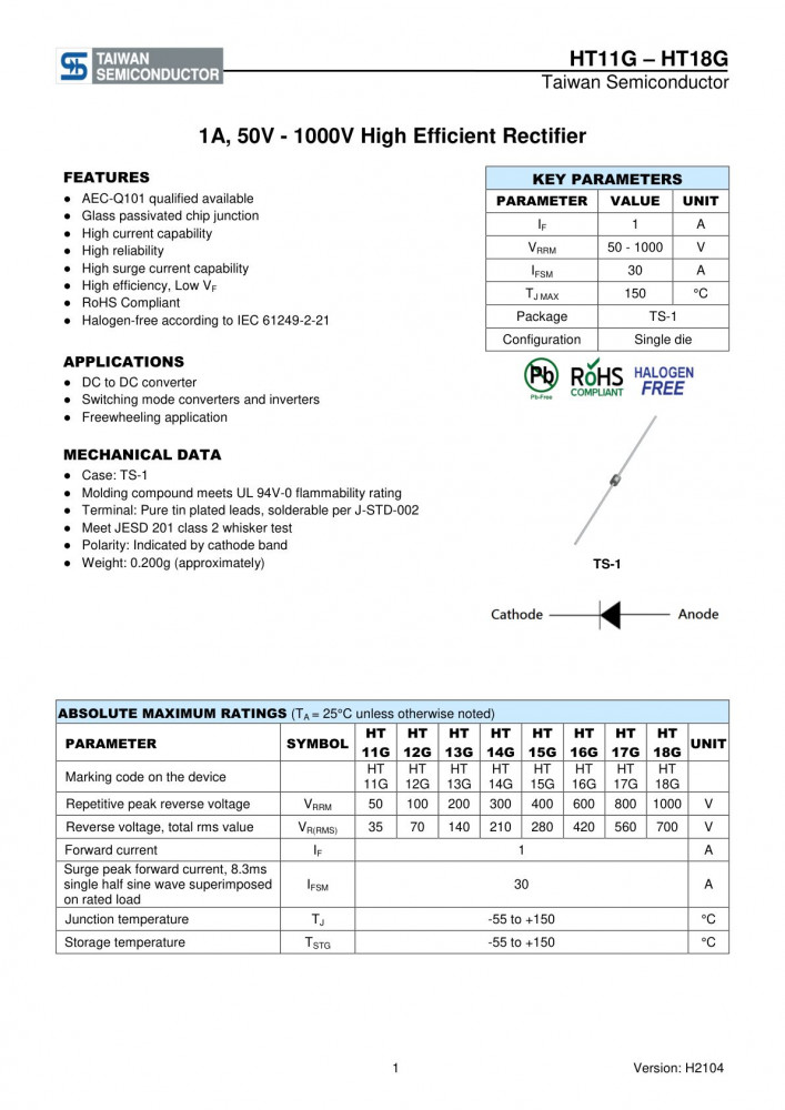 HT11G datasheet page 1