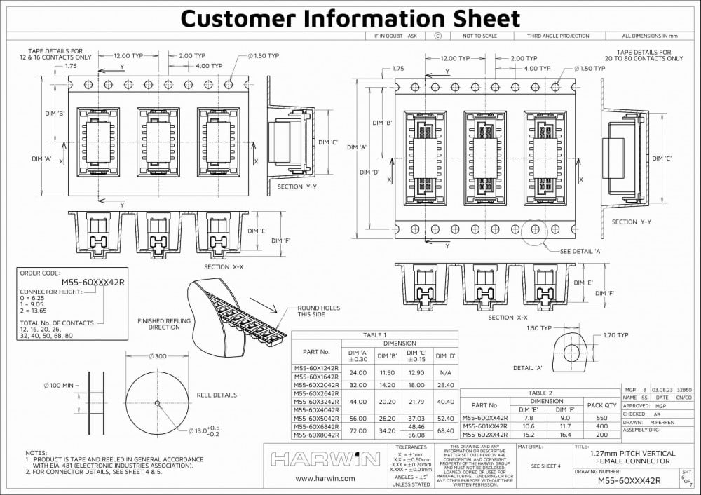 Harwin M55-6002642R technical drawing page 3