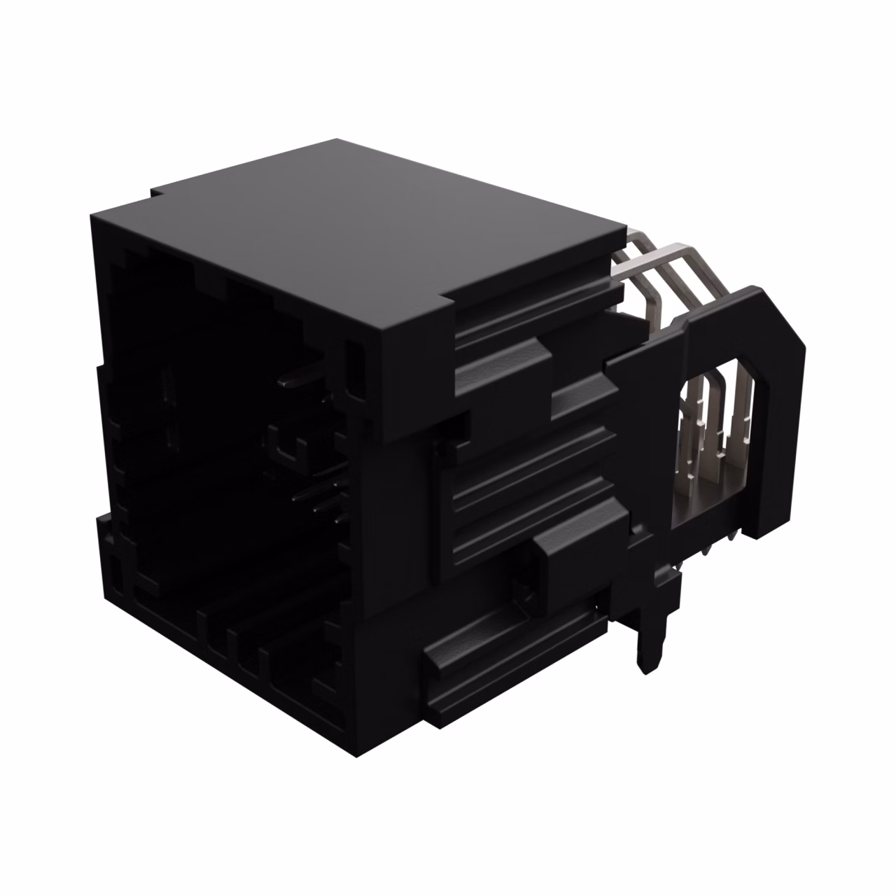 stAK50h Right-Angle Hybrid Header, 28 Circuits, Key 4, Black, Tray for sale