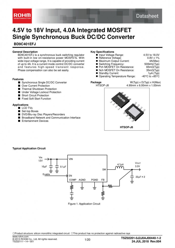 BD9C401EFJ-E2 datasheet page 1