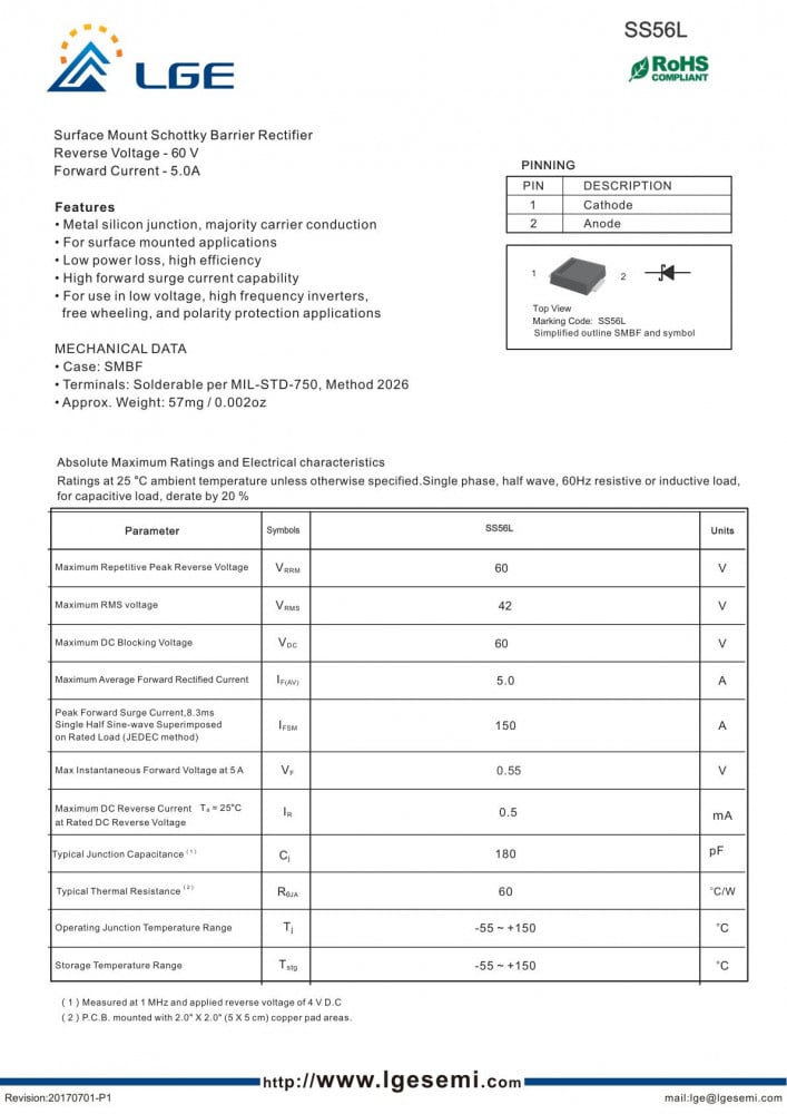 SS56L(SMBF) datasheet page 1