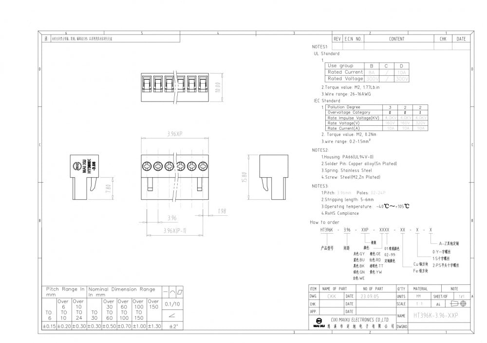 MXHT396K-3.96-10P-GN01-Cu-S-A technical drawing preview