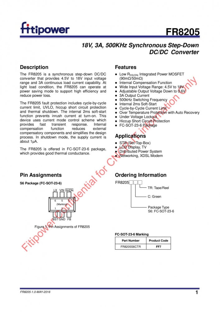 FR8205S6CTR datasheet page 1