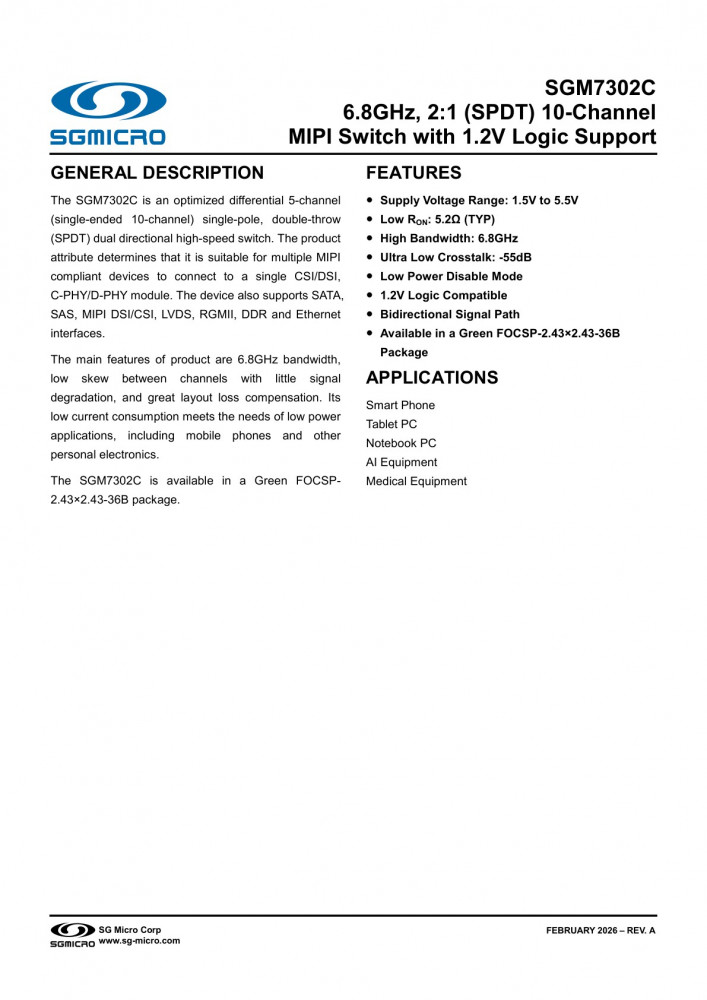 SGM7302C datasheet page 1