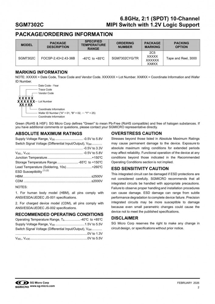 SGM7302C datasheet page 2